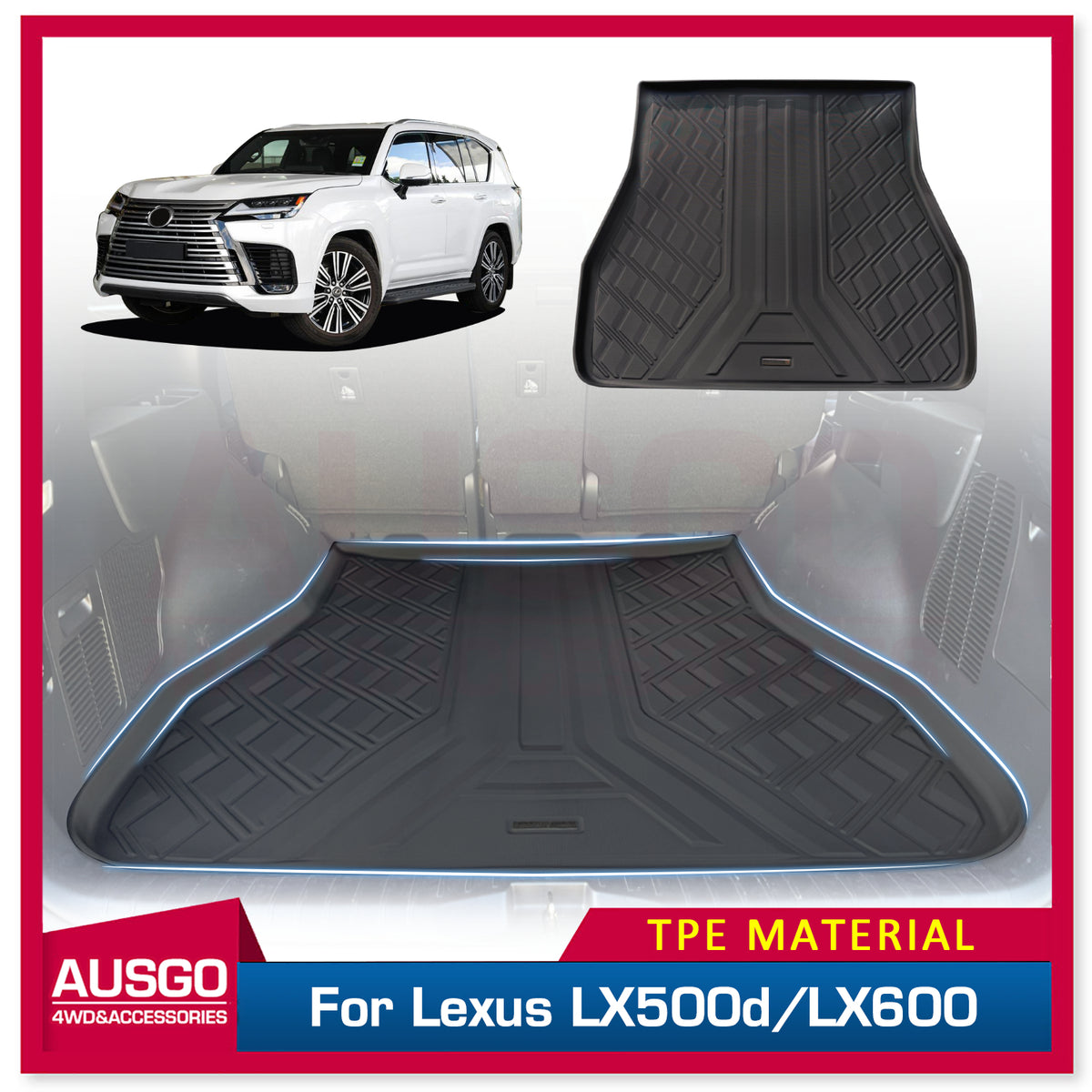 3D TPE Cargo Mat for LEXUS LX500d LX600 2021-Onwards 5 Seater Boot Mat ...