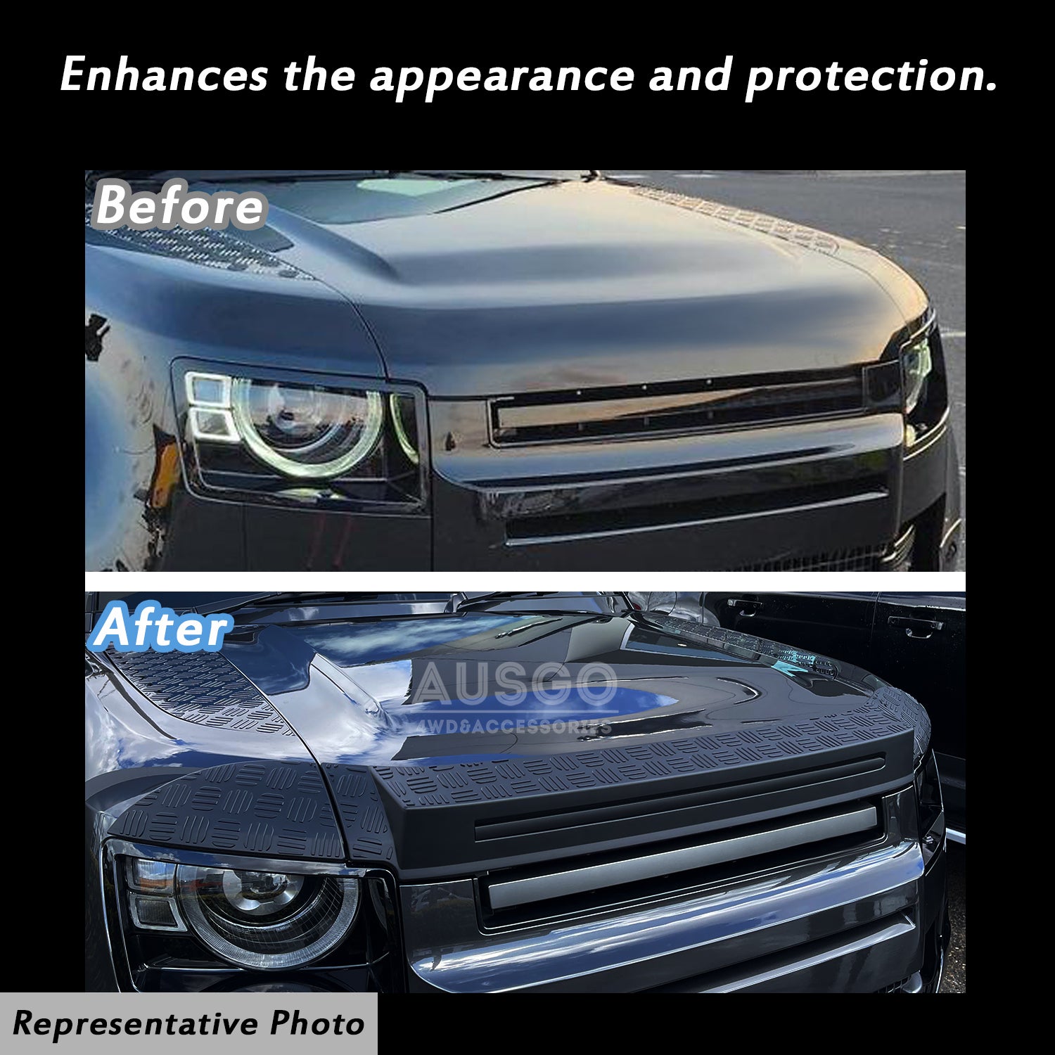 Bonnet Protector for Land Rover Defender L663 2020-Onwards – AUSGO 4X4 ...