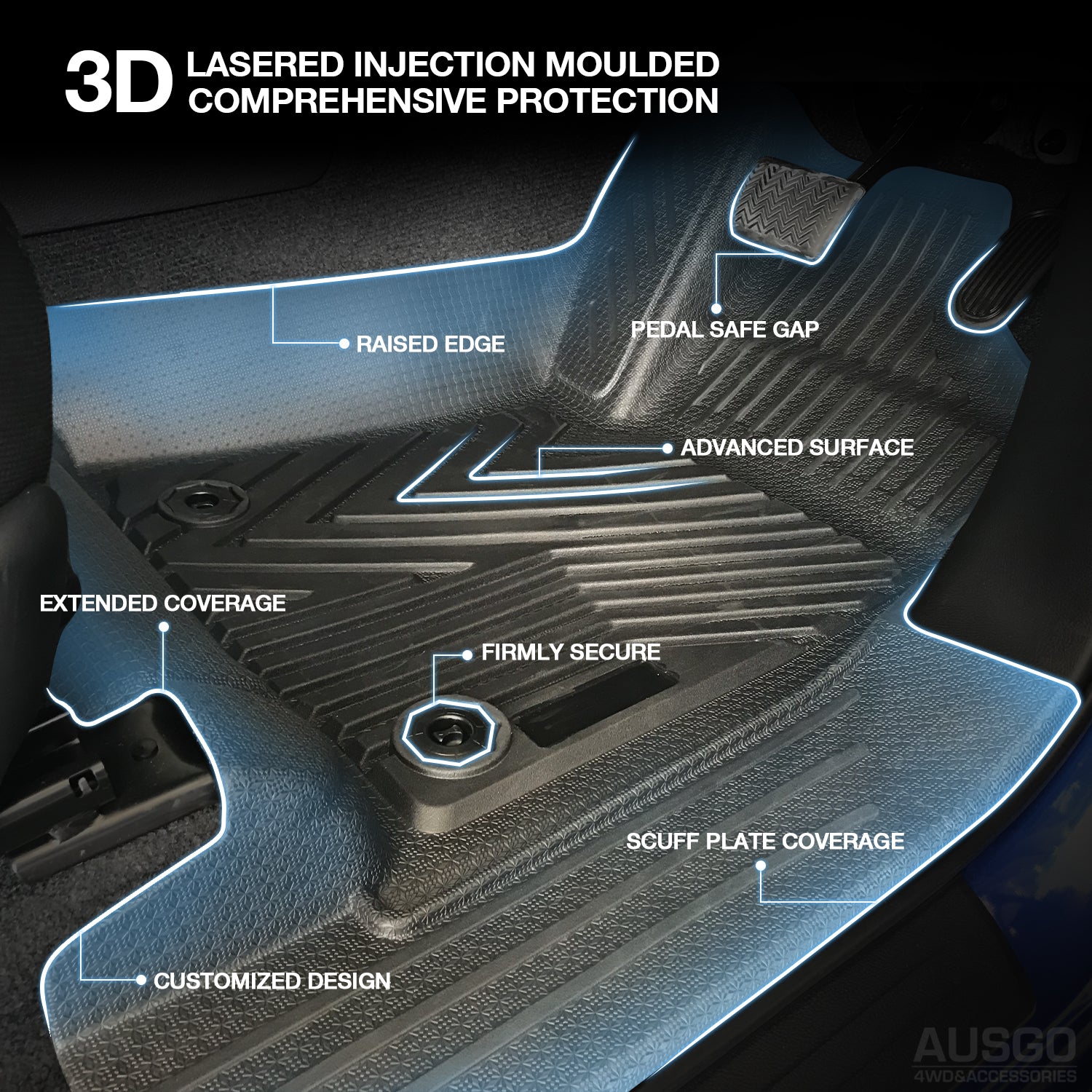 5D Injection Floor Mats for Toyota Hilux Dual Cab 2015-Onwards Auto Tr ...