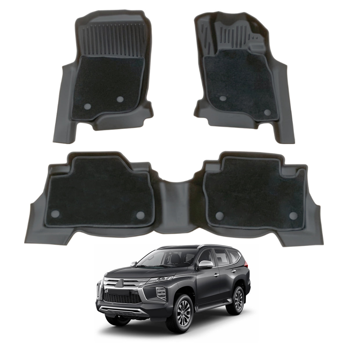 Double-Layer Car Floor Mats for Mitsubishi Pajero Sport 2015-Onwards ...