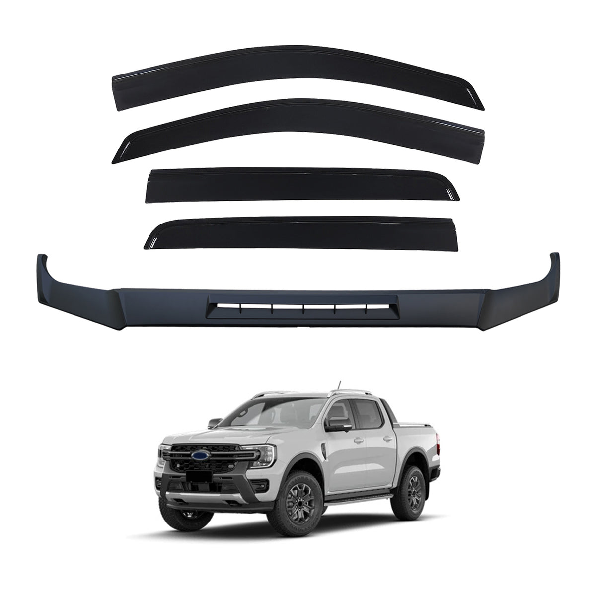 Weather Shields + Bonnet Protector for Ford Ranger Next-Gen Dual Cab 2 ...