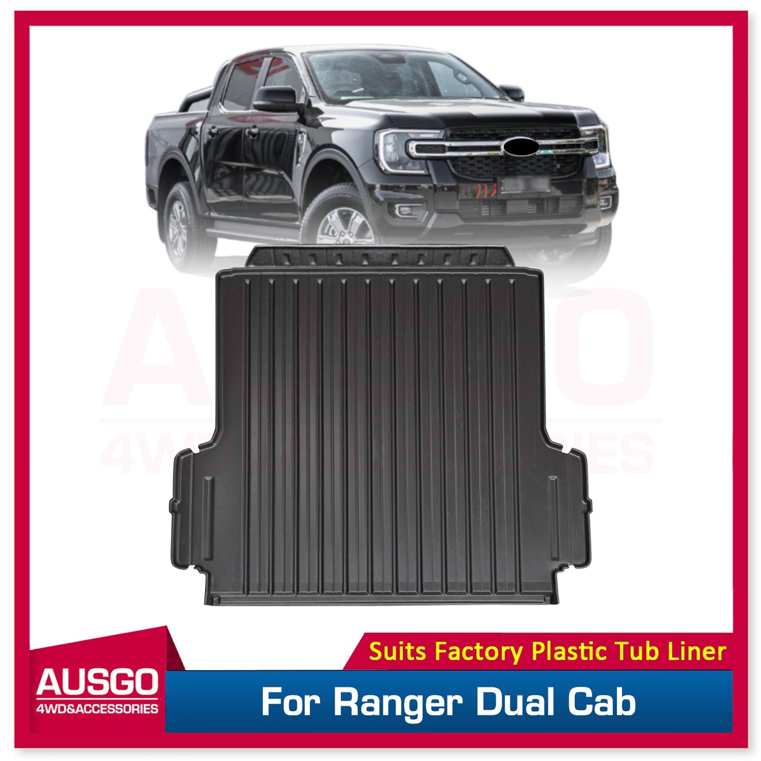 3D TPE Ute Mat for Ford Next-Gen Ranger Dual Cab 2022-Onwards Fitted w ...