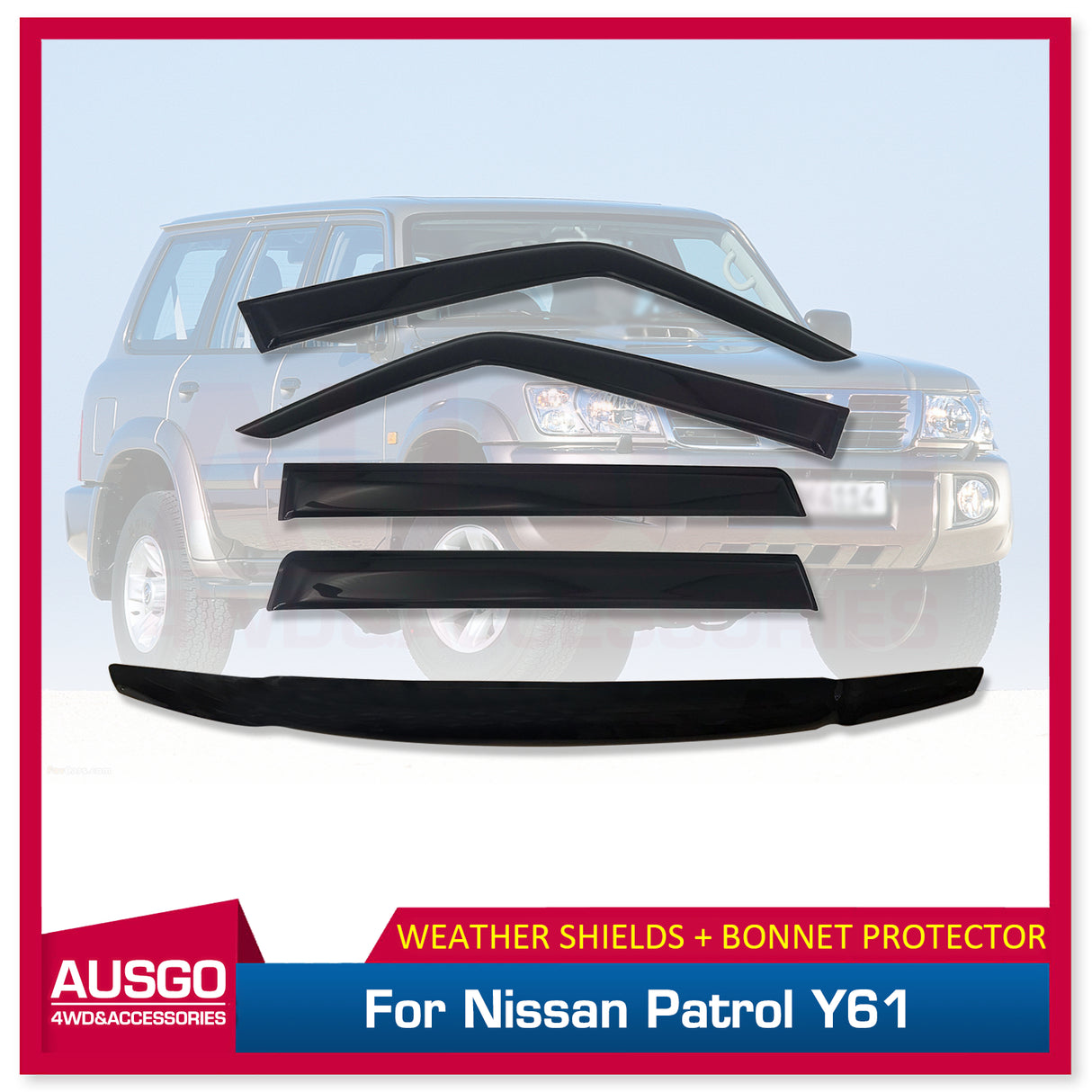 Luxury Weather Shields + Bonnet Protector for Nissan Patrol GU Y61 200 ...
