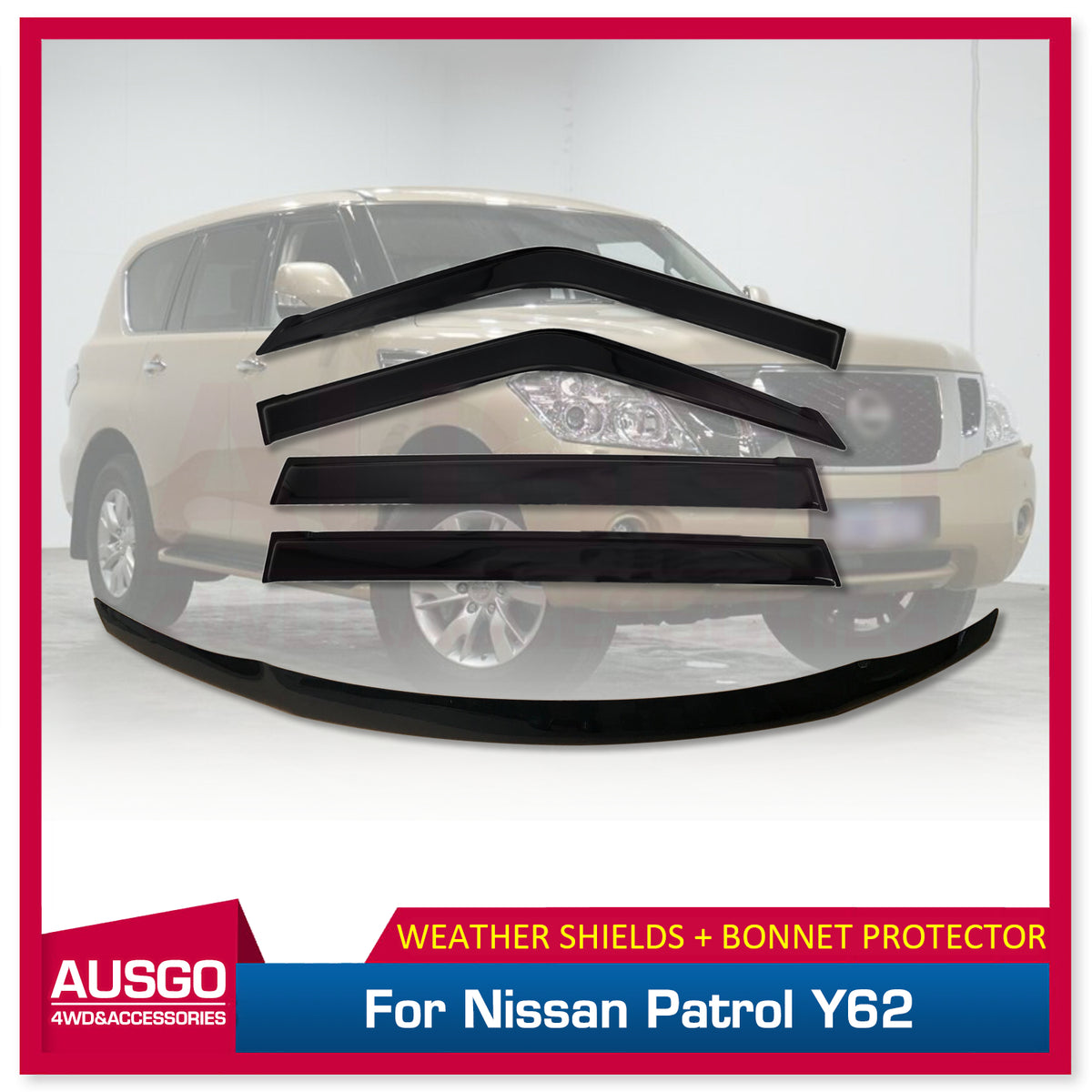 Luxury Weather Shields + Bonnet Protector for Nissan Patrol Y62 2012-2 ...