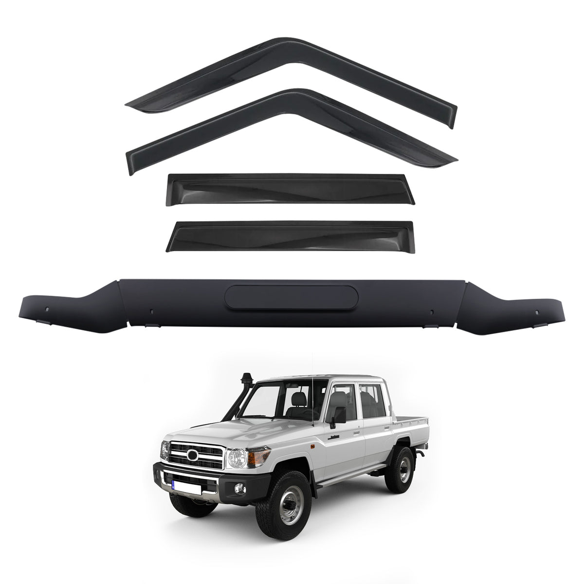 Weather Shields + Bonnet Protector Guard for Toyota Land Cruiser 70 76 ...