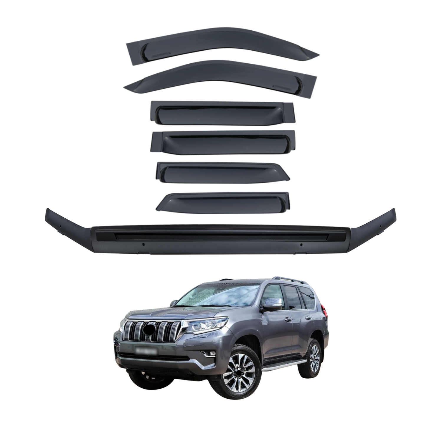 Wide Type Weather Shields + Bonnet Protector for Toyota Land Cruiser P