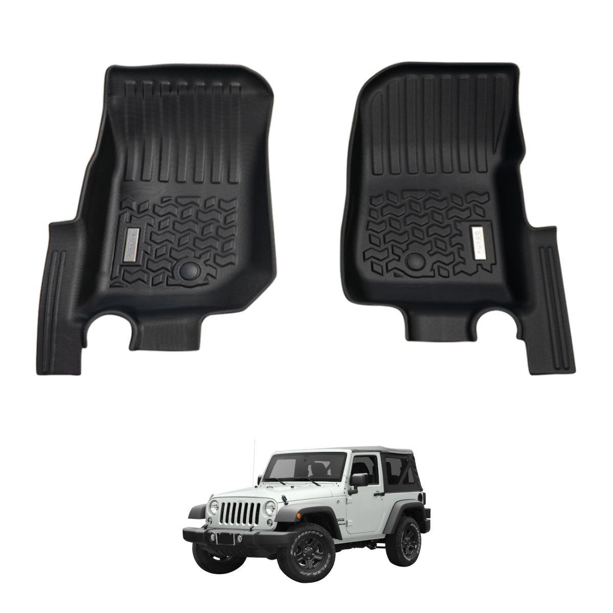 5D Car Floor Mats for Jeep Wrangler JK Series 2Door 2007-2018 Front 2P ...