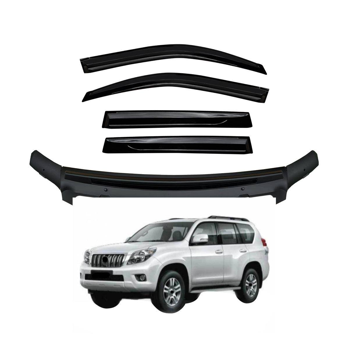 Luxury Weather Shields + Bonnet Protector for Toyota Land Cruiser Prad ...