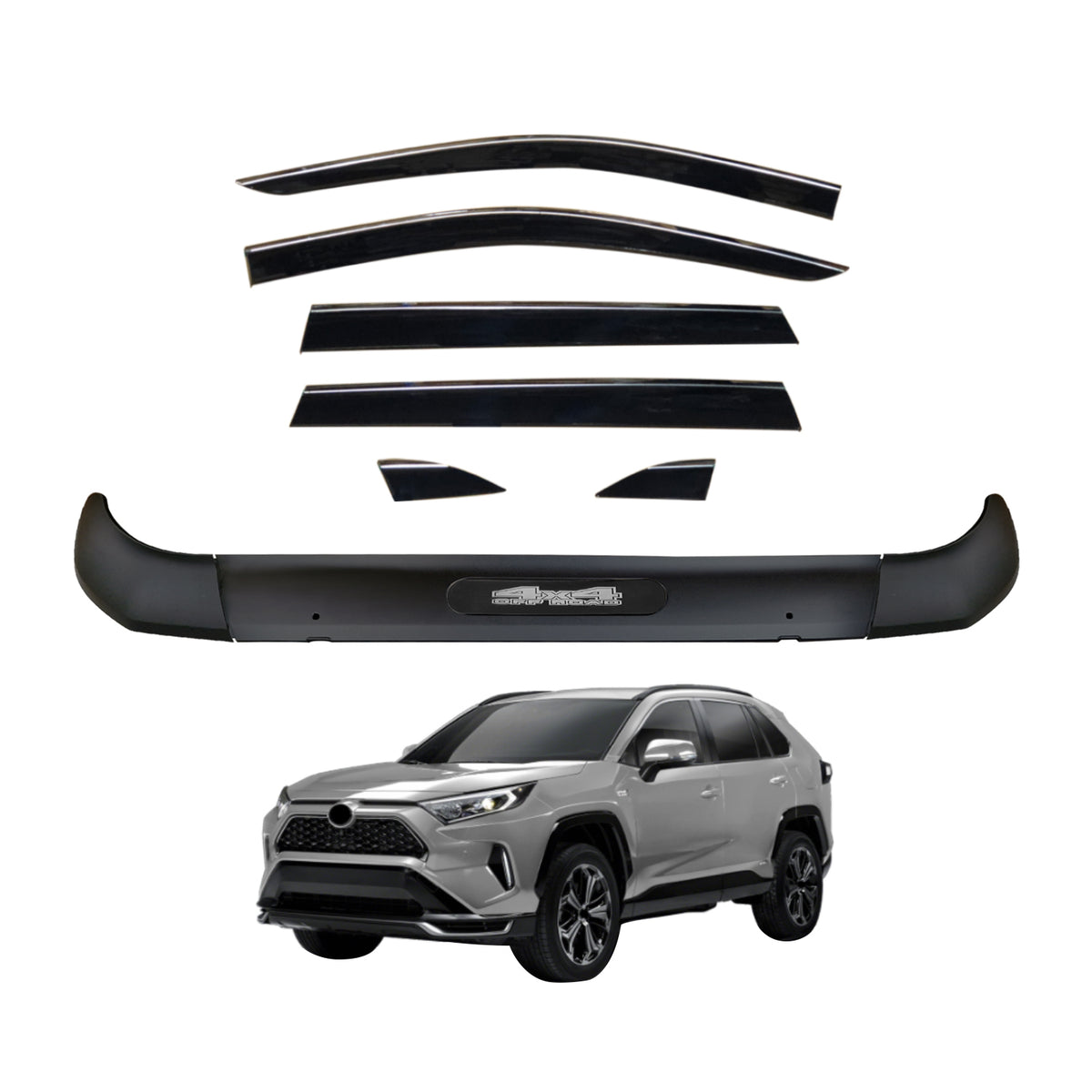 Stainless Trim Weather Shields + Bonnet Protector for Toyota RAV4 2019 ...