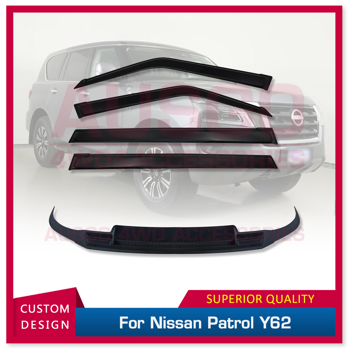 Luxury Weather Shields + Bonnet Protector for Nissan Patrol Y62 Series ...